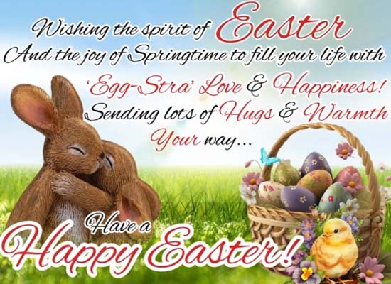 Sending Egg-Stra Love And Happiness. Free Happy Easter eCards | 123 Greetings