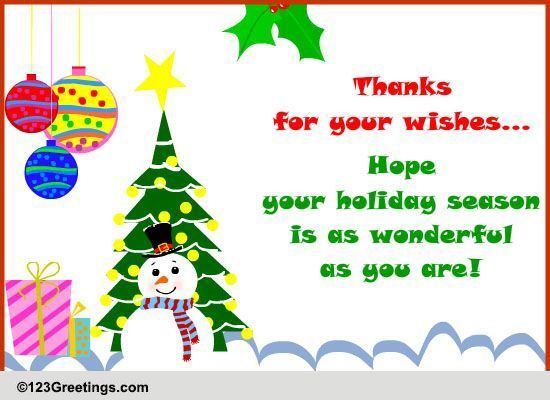 Thanks For Your Wishes... Free Holiday Thank You eCards, Greeting Cards ...