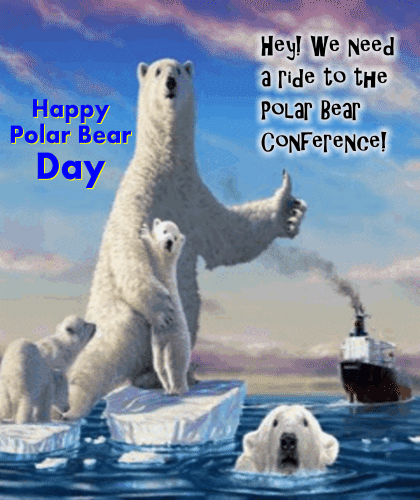 Polar Bear Hitching For A Ride Free Polar Bear Day Ecards 123 Greetings