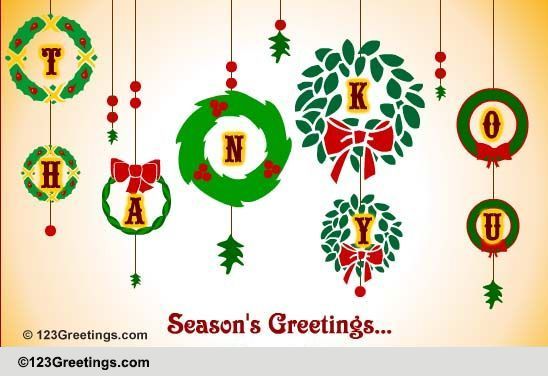 Holiday Season Thank You Wish. Free Thank You eCards, Greeting Cards ...