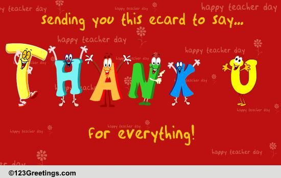 Thank You Teacher! Free Teachers' Day eCards, Greeting Cards | 123 ...
