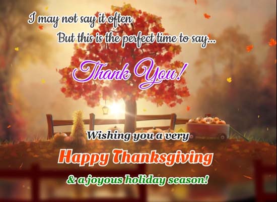 Thank You & Happy Thanksgiving. Free Thank You eCards | 123 Greetings