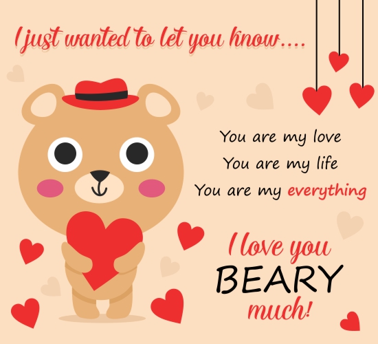 I Love You Beary Much Free I Love You Ecards Greeting Cards 123