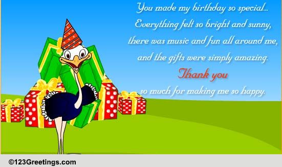A Happy Note Of Thank You. Free Birthday Thank You eCards | 123 Greetings