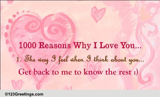 1000 Reasons Why I Love You! Free Heart to Heart eCards, Greeting Cards ...