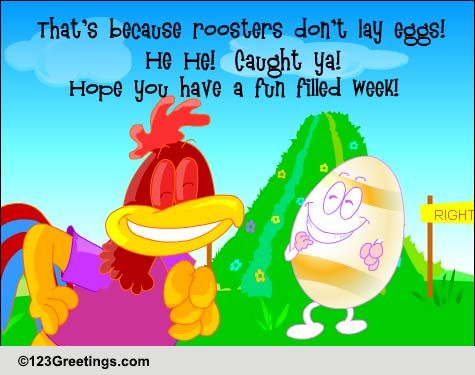 Rooster Joke... Free Laugh Week eCards, Greeting Cards | 123 Greetings