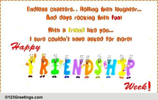 Friendship Fun! Free Friendship Week eCards, Greeting Cards | 123 Greetings