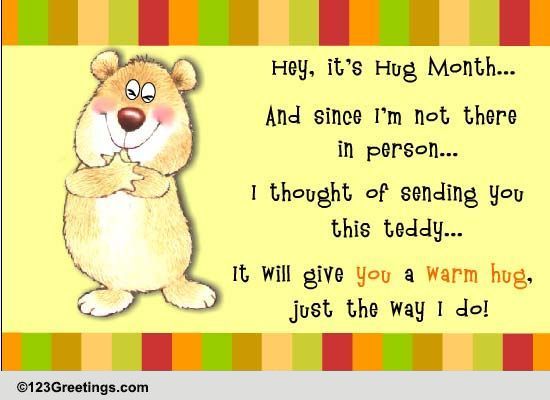 Sending A Hugging Teddy... Free Hug Month eCards, Greeting Cards | 123 ...