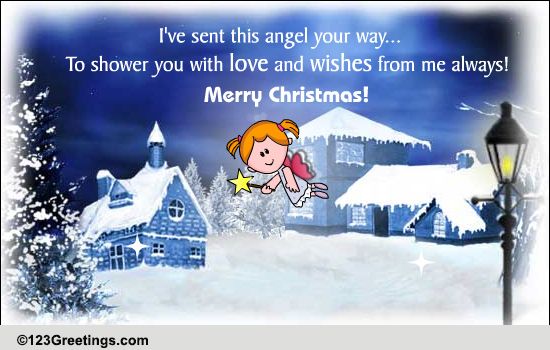 Angel Showering Christmas Wishes! Free Angel eCards, Greeting Cards ...