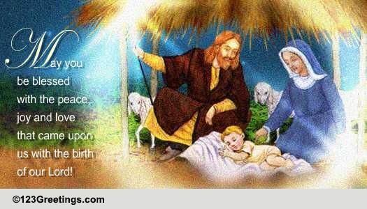 Peace, Joy 'N Love On Christmas... Free Nativity Scene eCards | 123 ...