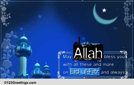 May Allah Bless You On Eid... Free Eid Mubarak eCards, Greeting Cards ...
