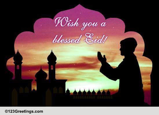 Blessed Eid ul-Fitr. Free Religious Blessings eCards, Greeting Cards ...