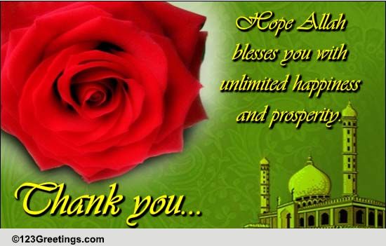 Say Thank You On Eid. Free Thank You eCards, Greeting Cards | 123 Greetings