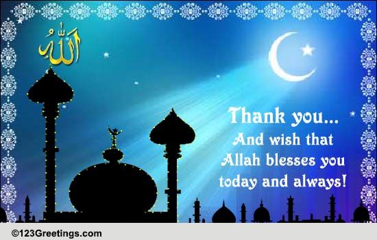 Warm Thank You On Ramadan. Free Thank You eCards, Greeting Cards | 123 ...