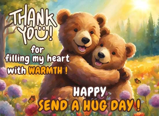Thank You Greeting On Send A Hug Day. Free Thank You eCards | 123 Greetings