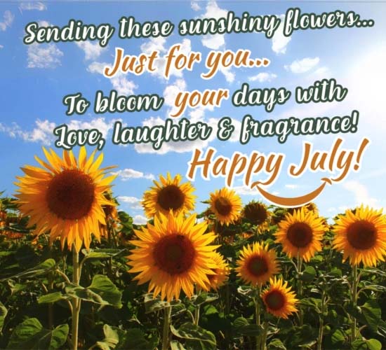 Sunshing Flowers Just For You Free July Flowers eCards, Greeting Cards ...