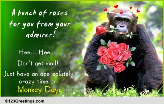 From Your Admirer! Free Monkey Day eCards, Greeting Cards | 123 Greetings