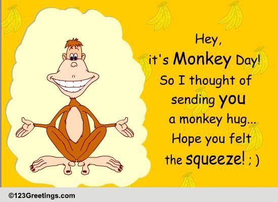 A Monkey Hug... Free Monkey Day eCards, Greeting Cards | 123 Greetings