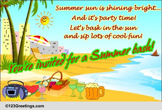 You're Invited For A Summer Bash! Free Invitations eCards | 123 Greetings