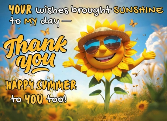Thank You And Happy Summer To You Too. Free Thank You eCards | 123 ...