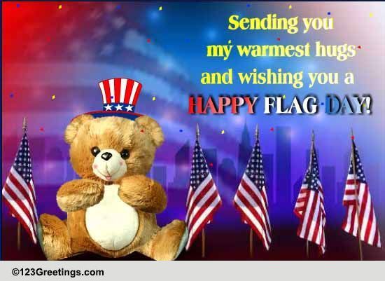 Hugs On Flag Day... Free Flag Day eCards, Greeting Cards | 123 Greetings