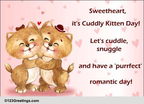 Romantic Cuddle... Free Cuddly Kitten Day eCards, Greeting Cards | 123 ...