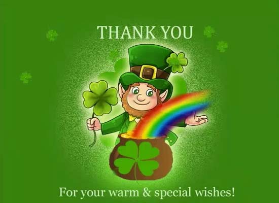 Thank You For Patrick’s Day Wishes! Free Thank You eCards | 123 Greetings