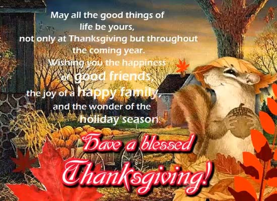 Blessed Thanksgiving Wishes To All! Free Happy Thanksgiving eCards ...
