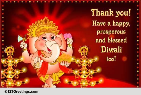Blessed Diwali Thank You! Free Thank You eCards, Greeting Cards | 123 ...