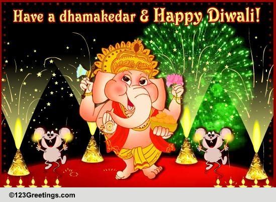 Dancing Ganesha Diwali Wishes! Free Happy Diwali Wishes eCards | 123 ...