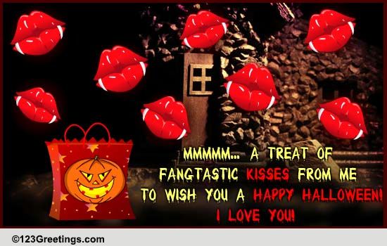 Halloween Kisses Treat! Free Bewitched Lovers eCards, Greeting Cards ...