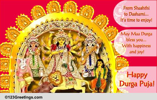 Happy Durga Puja! Free Religious Blessings eCards, Greeting Cards | 123 ...