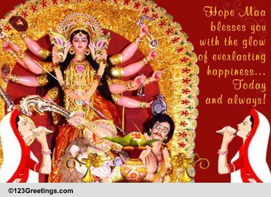 Warm Wish With A Prayer On Durga Puja. Free Religious Blessings eCards ...