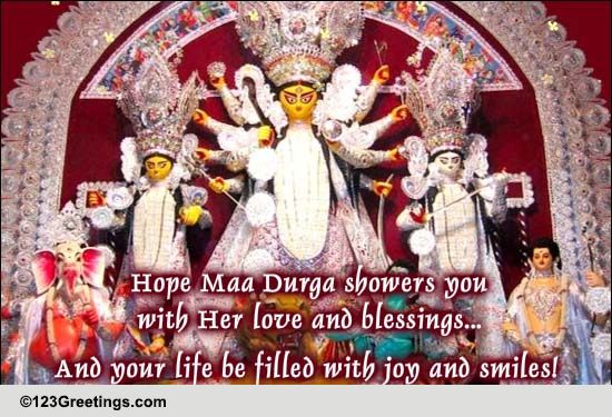 Maa Durga's Love And Blessings. Free Religious Blessings eCards | 123 ...