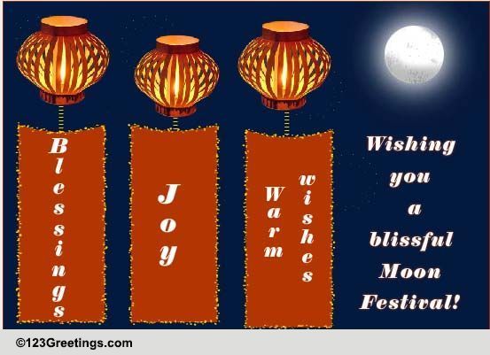 Blissful Moon Festival! Free Chinese Moon Festival eCards | 123 Greetings