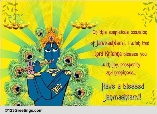 Lord Krishna Blesses You... Free Janmashtami eCards, Greeting Cards ...