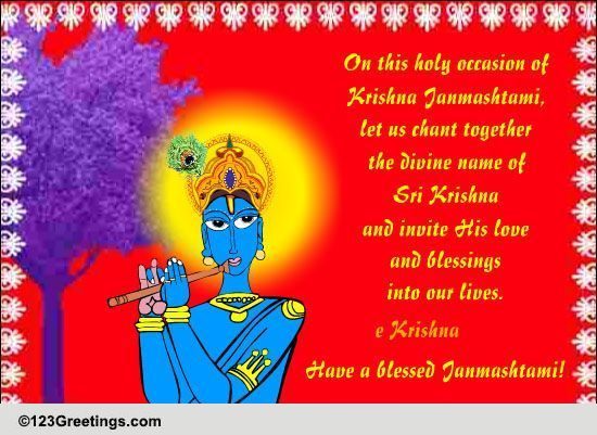 Krishna's Love And Blessings... Free Janmashtami eCards, Greeting Cards ...