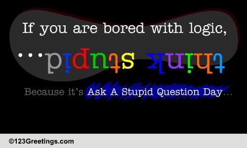 Think Stupid... Free Ask a Stupid Question Day eCards, Greeting Cards ...