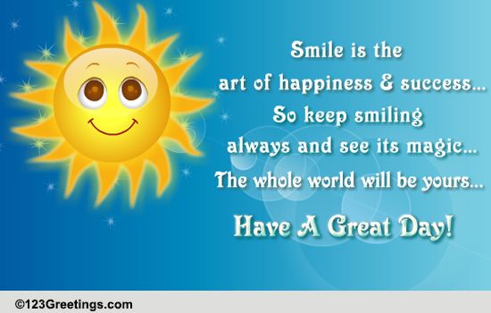 Smile Is The Art Of Happiness... Free Encouragement eCards | 123 Greetings