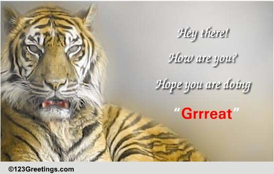 Tiger! Free Hi-hello eCards, Greeting Cards | 123 Greetings